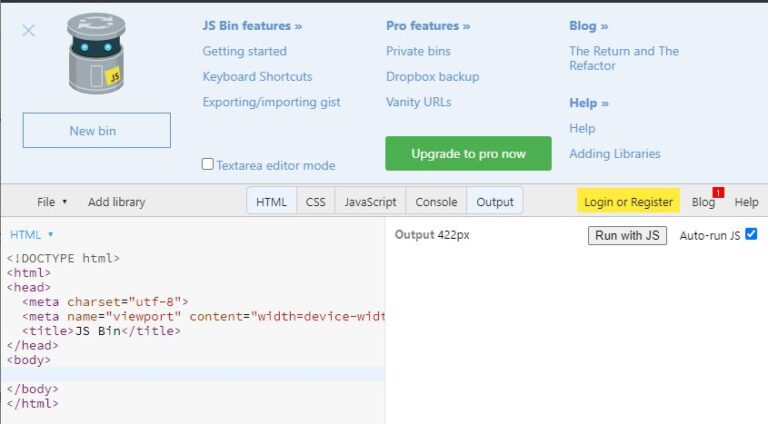 HTML・CSSをブラウザ上で即表示してくれて便利なJS Bin