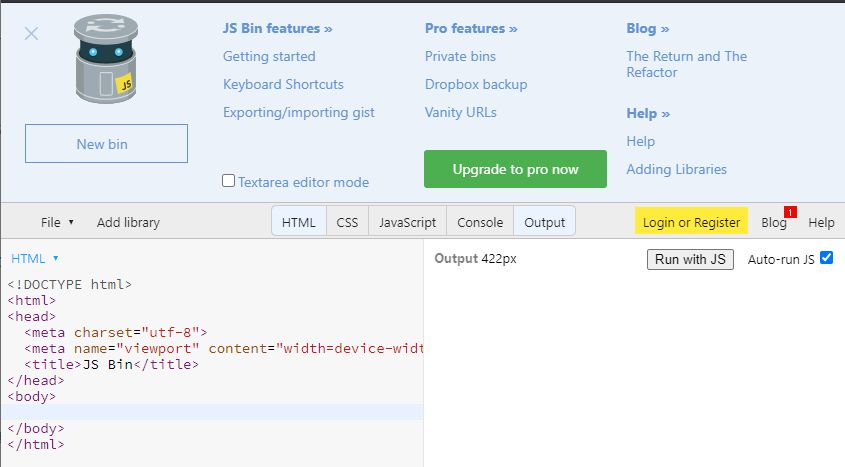 HTML・CSSをブラウザ上で即表示してくれて便利なJS Bin